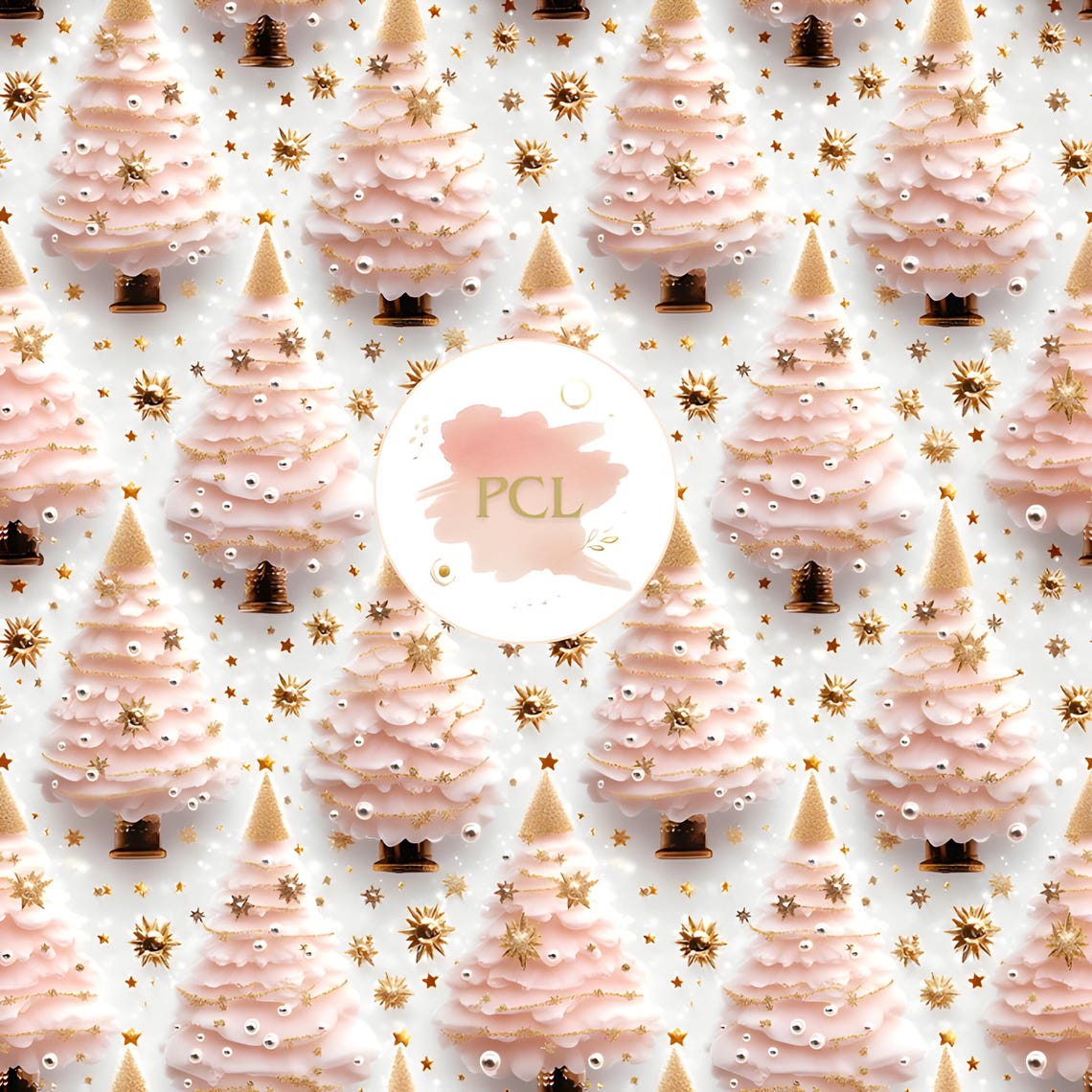 3D Pink Christmas Tree Digital Paper Holiday Scrapbook Background ...