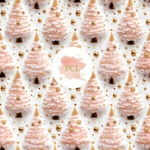 3D Pink Christmas Tree Digital Paper Holiday Scrapbook Background ...