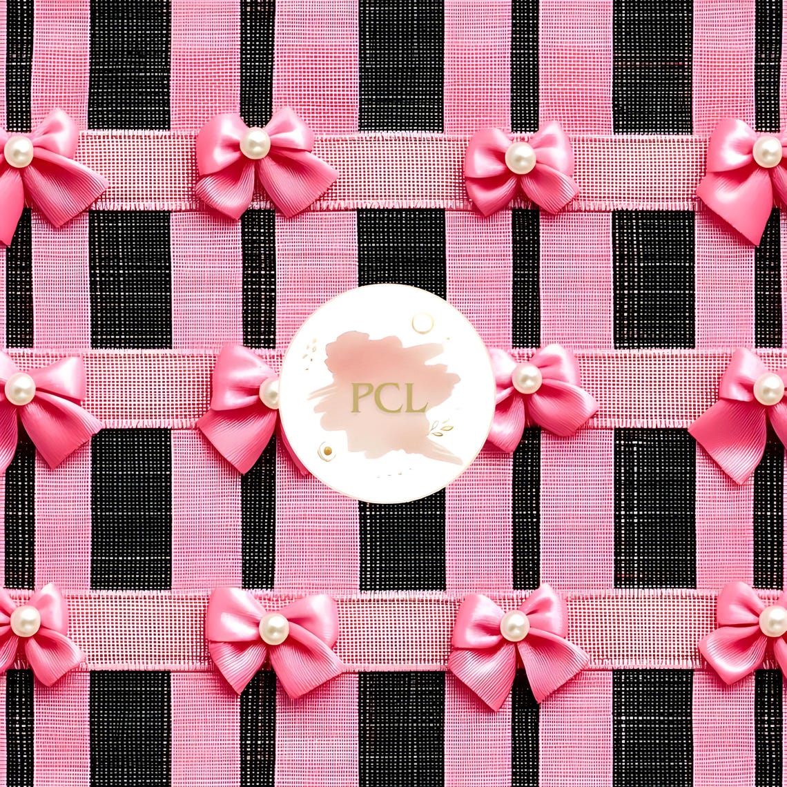 Pink Plaid Bow Digital Paper, Cute Gingham Pattern, Pearl Wrapping ...