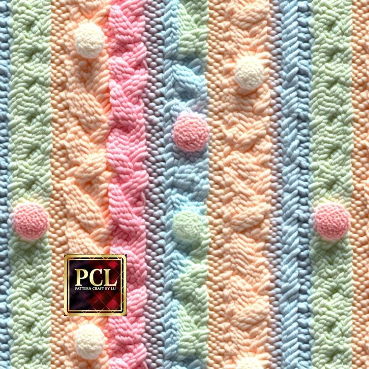 3D Pastel Knit Texture Seamless File, 3D Crochet Knit Pattern, Cute ...