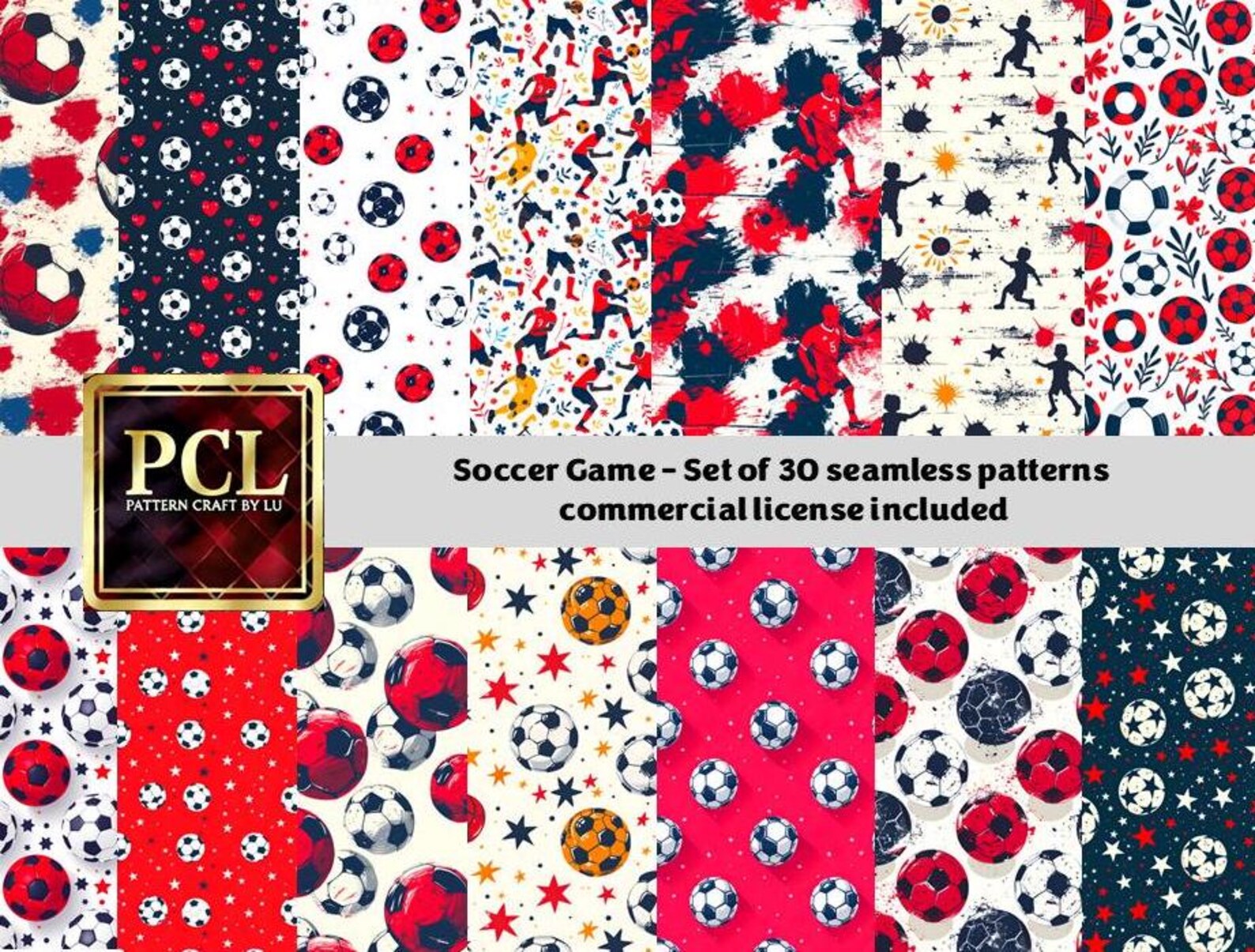 Retro Soccer Patterns Bundle, Vintage Football Seamless Design, Soccer ...
