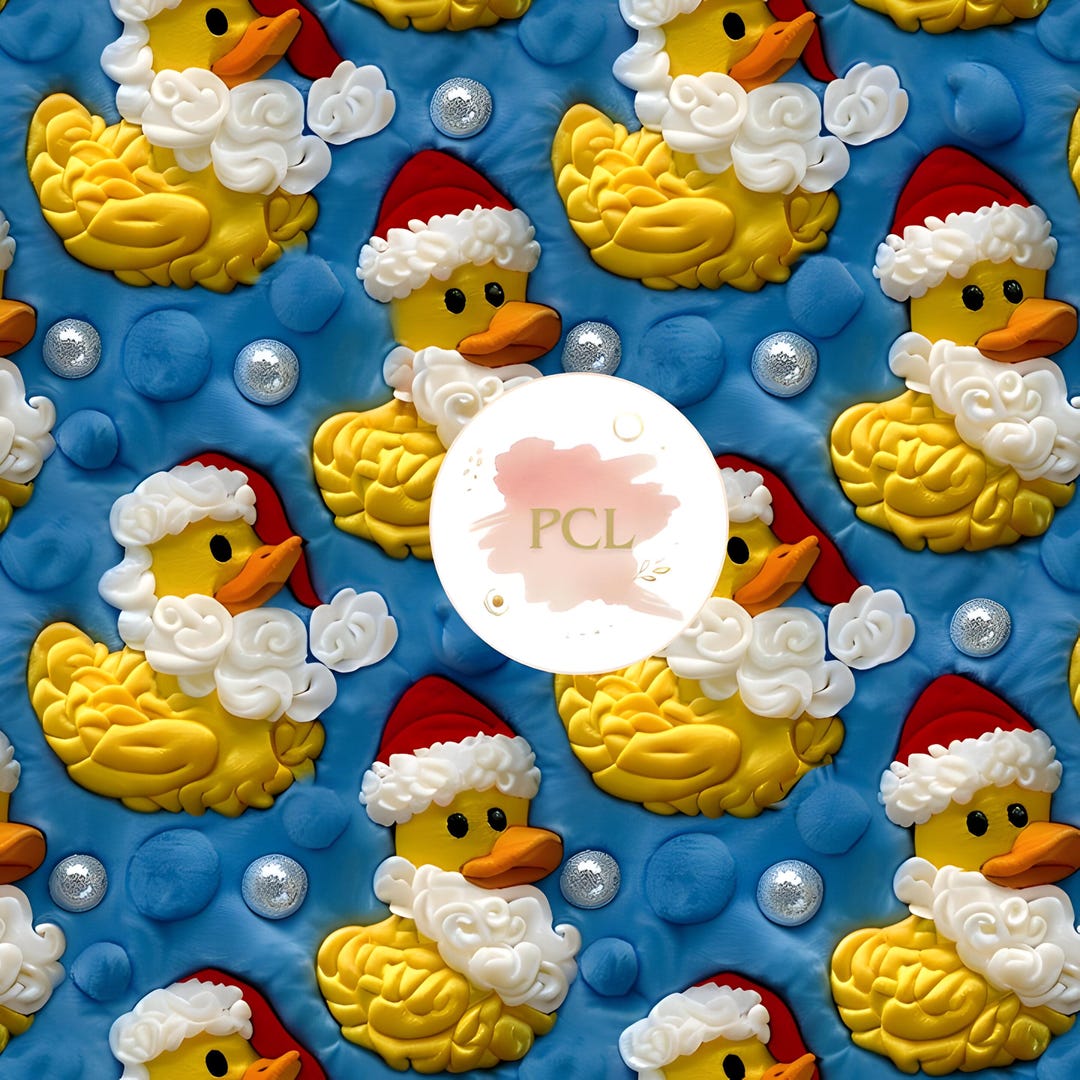 Cute Santa Duck Digital Paper, Fun Christmas Rubber Duck Pattern ...
