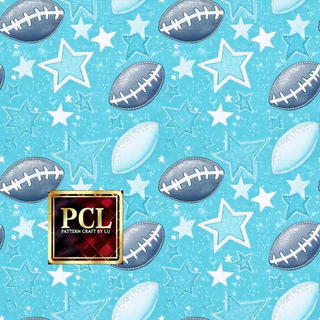 Blue Football & Stars Seamless Pattern: Boys Sports Digital Paper (JPG ...