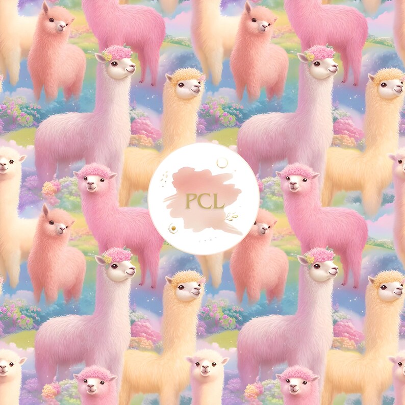 Pastel Llama Digital Paper Pattern, Seamless – Cute Alpaca Animal ...