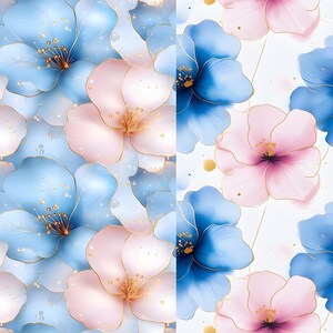 Watercolor Floral Paper, Seamless Pattern JPG, Ink Flowers Digital ...
