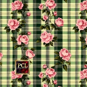 Plaid and Roses Vintage Floral Pattern – Cottagecore Seamless Design ...