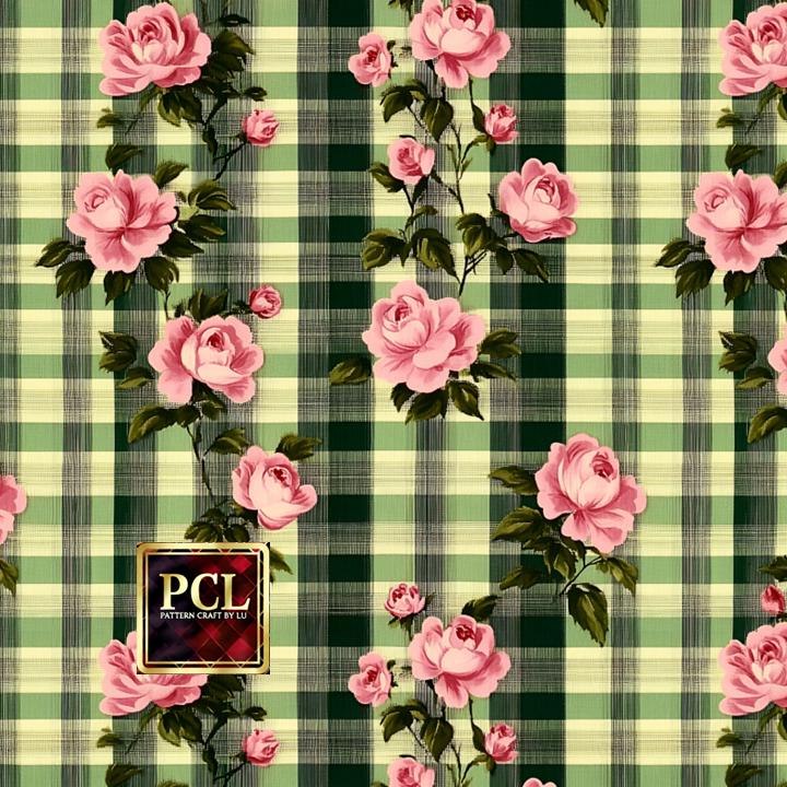 Plaid and Roses Vintage Floral Pattern – Cottagecore Seamless Design ...