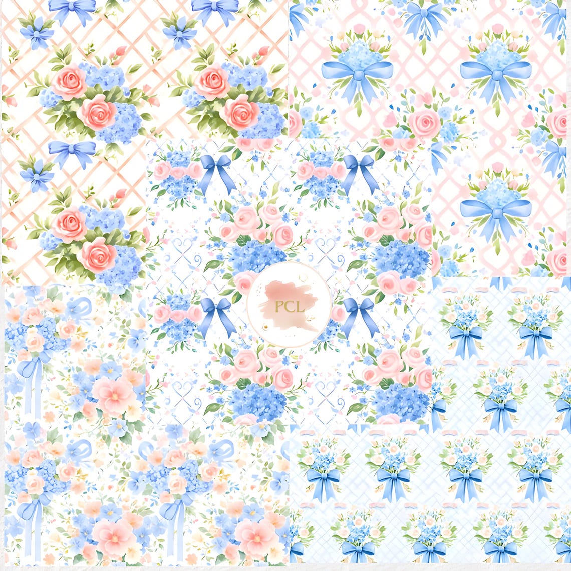 Grandmillennial Advent Calendar: Watercolor Floral Digital Paper ...