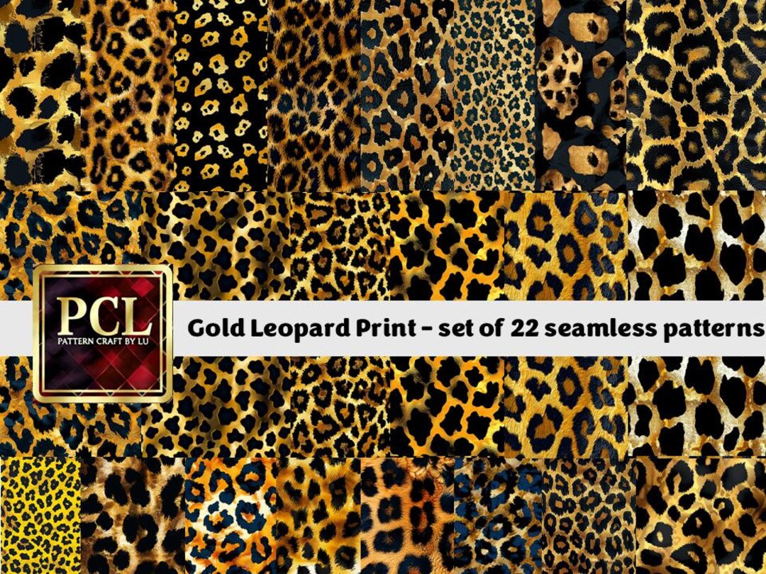 Gold Leopard Print Digital Paper, 22 Seamless Animal Print Pattern ...