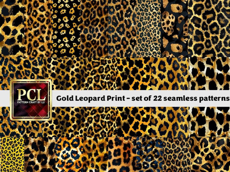 Gold Leopard Print Digital Paper, 22 Seamless Animal Print Pattern ...