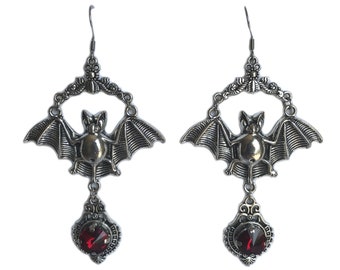 Dark Ruby Red/garnet Crystals Dangle/drop Earrings Vampire | Etsy