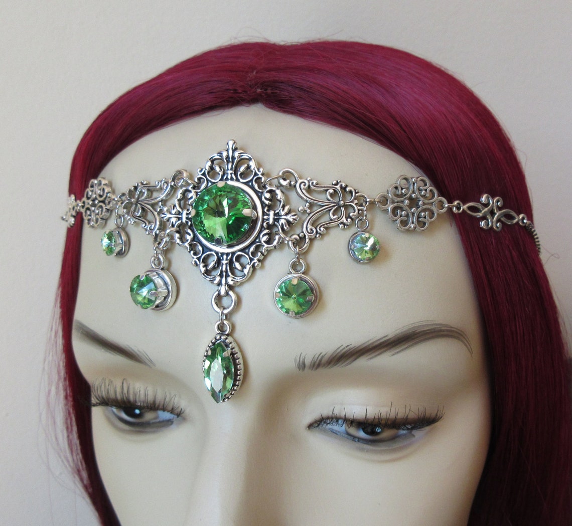 Peridot Green Gothic Elven Elf Celtic Goddess Filigree | Etsy