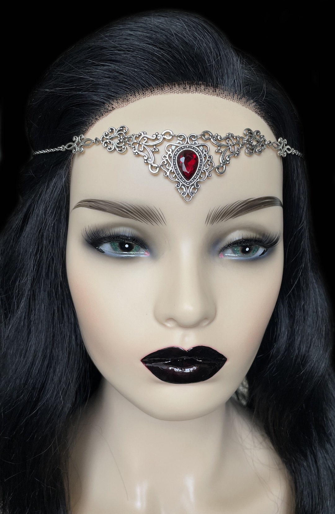 Dark Ruby Red/garnet Gothic Victorian Goth Celtic Filigree Scroll ...