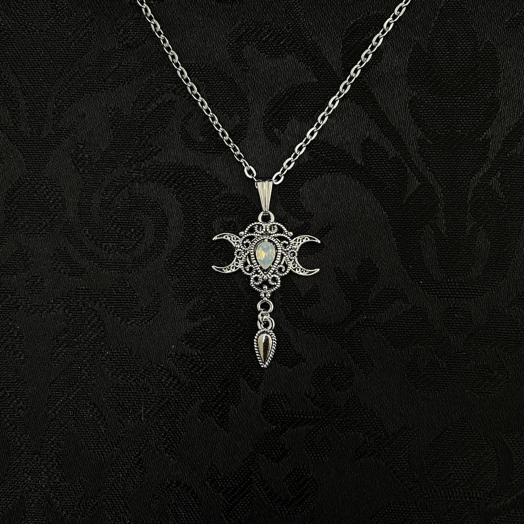 White Opal Triple Crescent Moon Goddess Priestess Celtic Elven Elvish ...