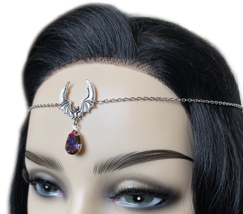 Rainbow Volcano Crystal Vampire Queen Crescent Moon Bat Gothic Goth ...