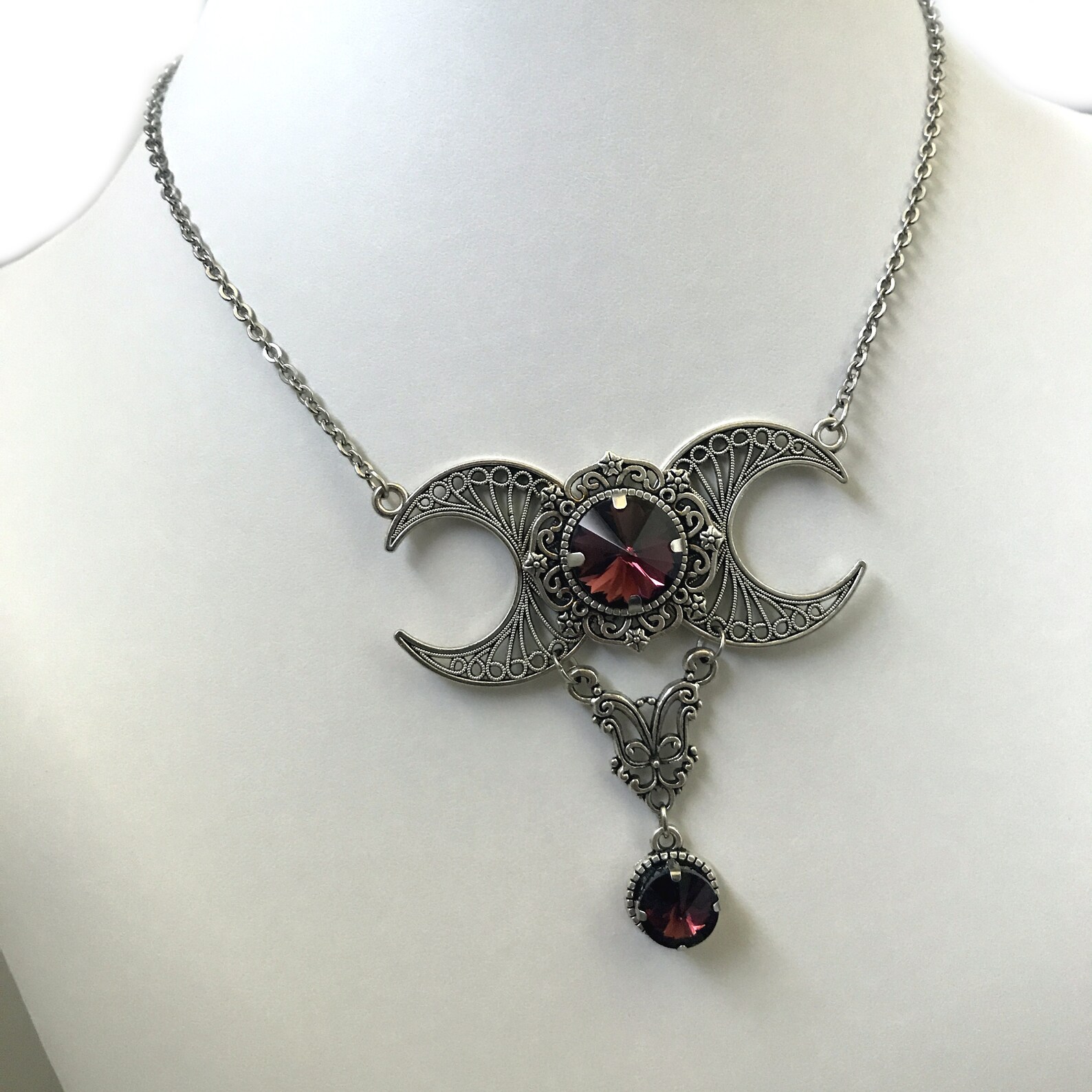 Amethyst Purple Triple Crescent Moon Goddess Priestess Wiccan - Etsy