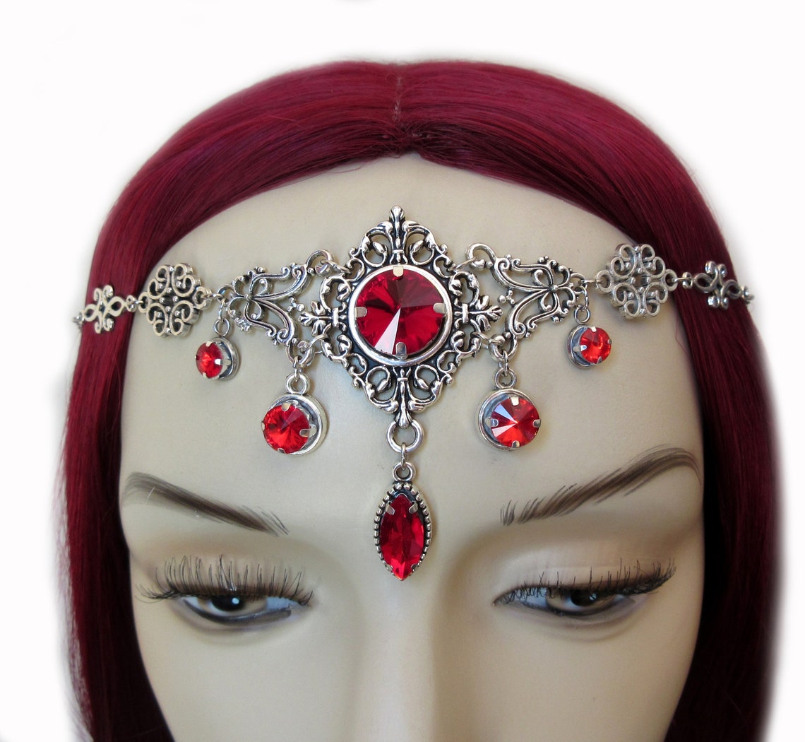 Ruby Red Gothic Elven Elf Celtic Goddess Filigree Headpiece | Etsy
