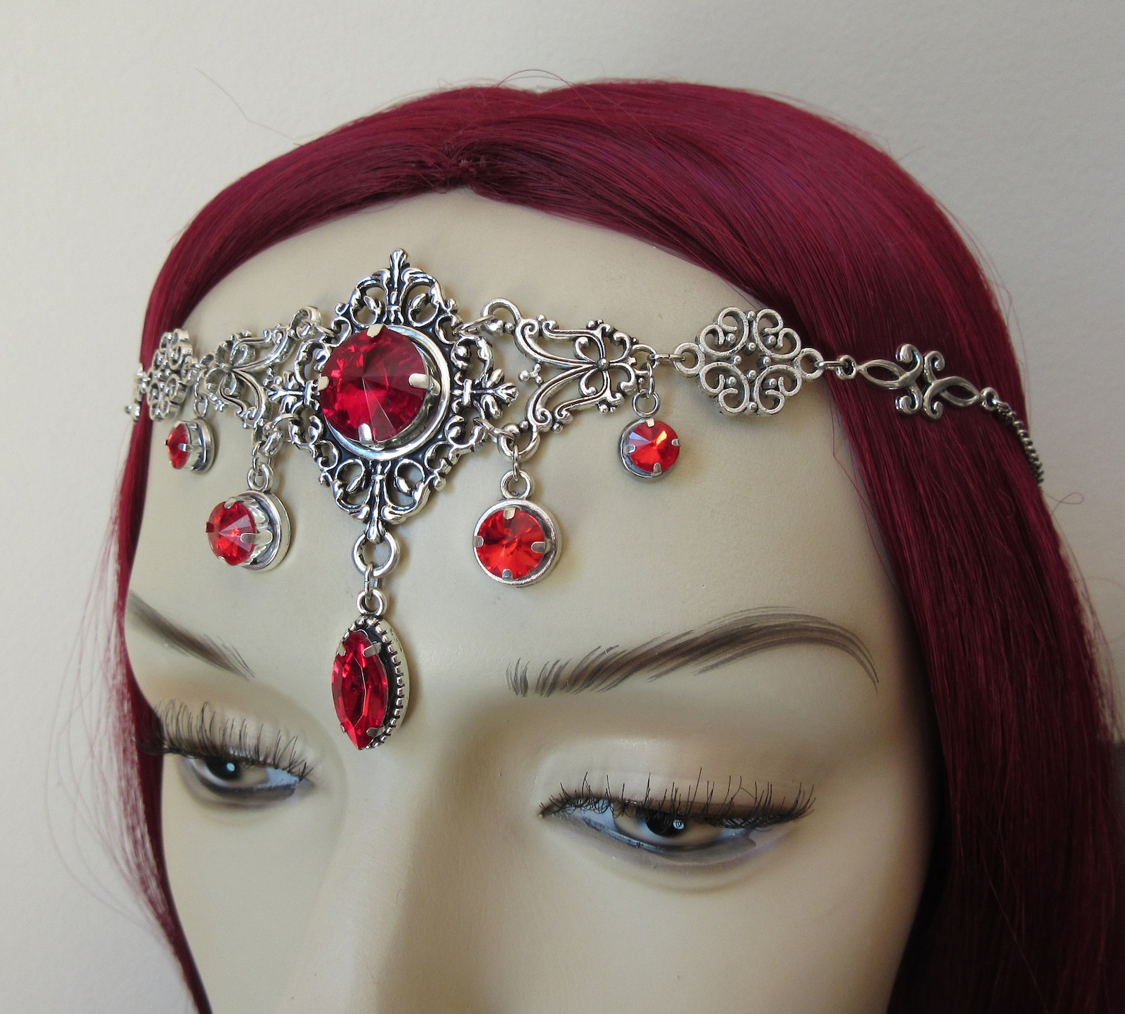 Ruby Red Gothic Elven Elf Celtic Goddess Filigree Headpiece | Etsy