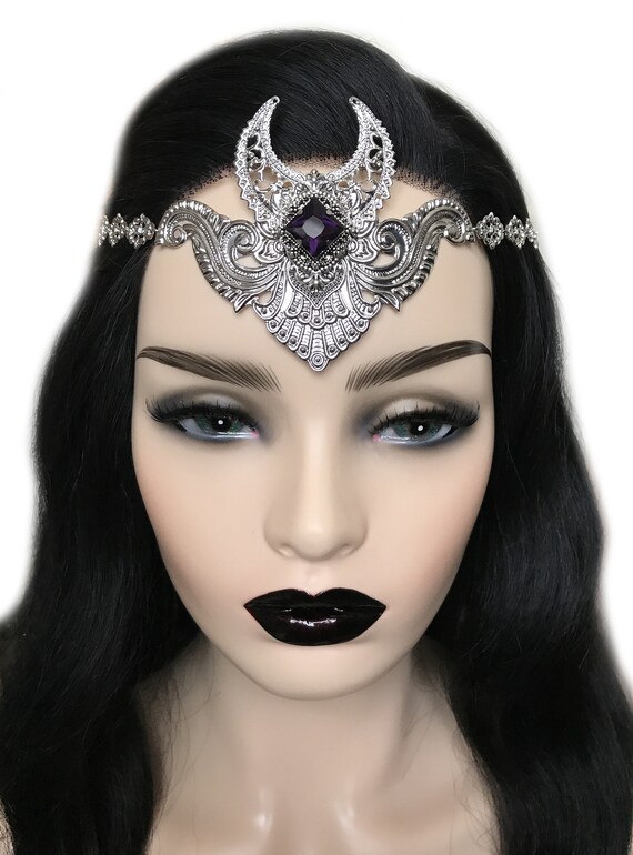 Dark Amethyst Purple Silver Crescent Moon Princess Warrior - Etsy