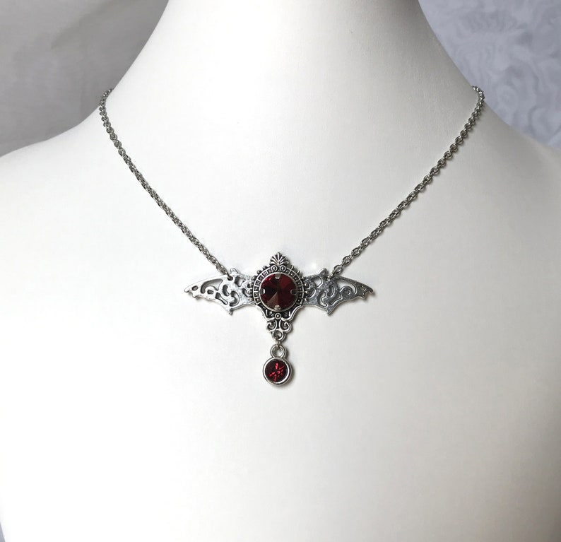 Dark Ruby Red/garnet Crystals Vampire Queen Bat Gothic Victorian Bridal ...