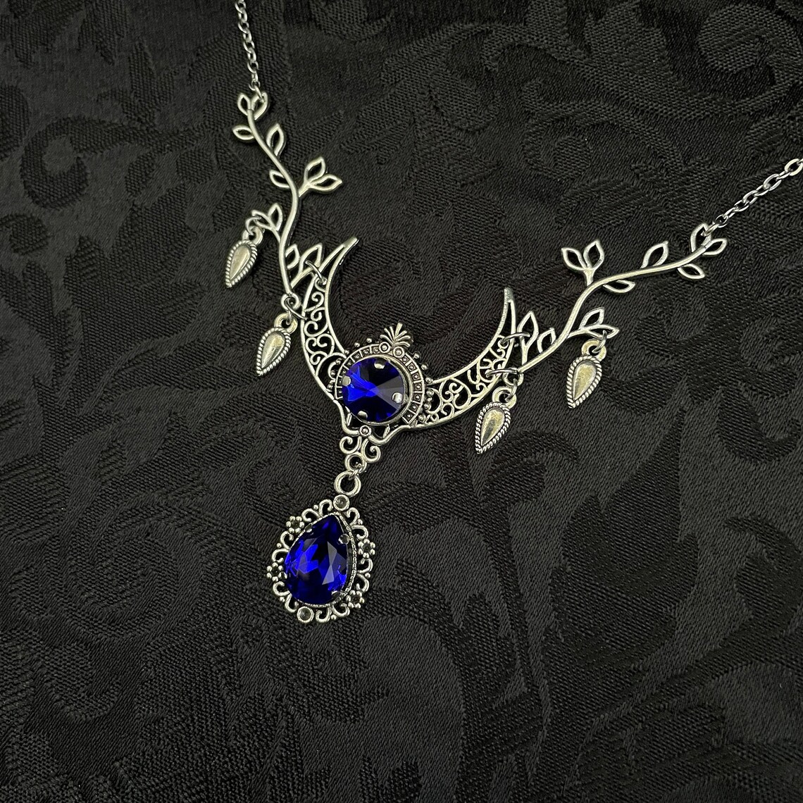 Dark Sapphire Blue Crescent Moon Goddess Priestess Celtic Elven Elf ...