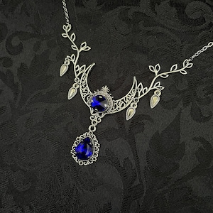 Dark Sapphire Blue Crescent Moon Goddess Priestess Celtic Elven Elf ...