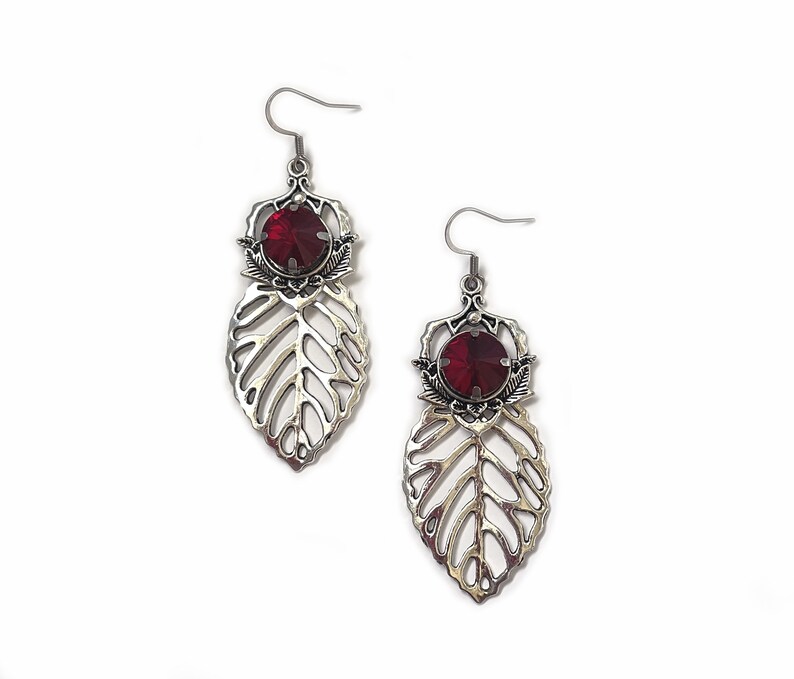 Dark Ruby Red/garnet Antique Silver Woodland Elf Elven Elvish - Etsy