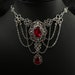 Dark Ruby Red/garnet Gothic Antique Silver Filigree Victorian Wedding ...