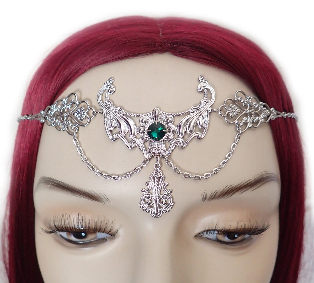 Emerald Green Elven Elf Elvish Celtic Goddess Headpiece Headdress ...