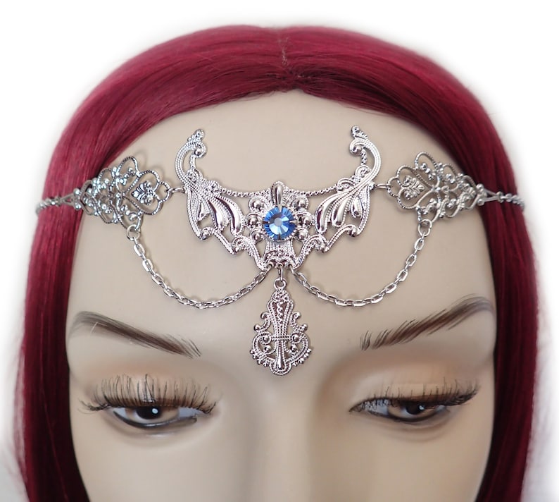 Light Sapphire Blue Elven Elf Elvish Celtic Goddess Headpiece - Etsy