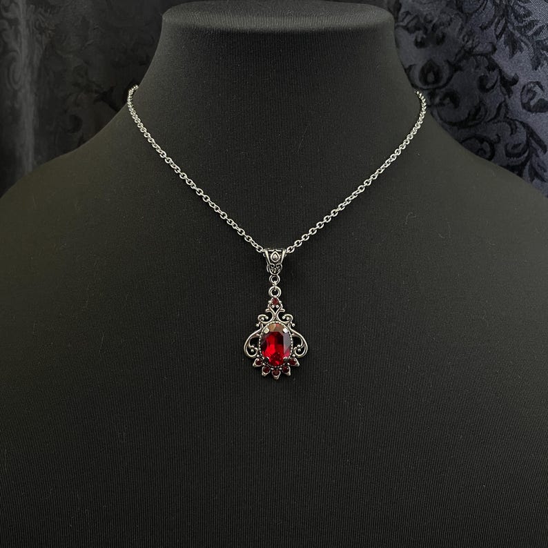 Dark Ruby Red/garnet Romantic Gothic Victorian Goth Vampire Engagement ...