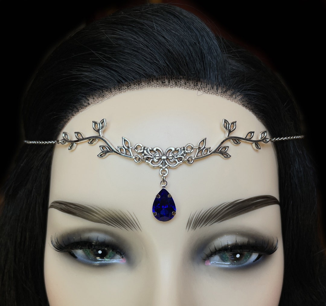 Dark Blue Silver Filigree Woodland Elf Elven Princess Queen Leaf Forest ...