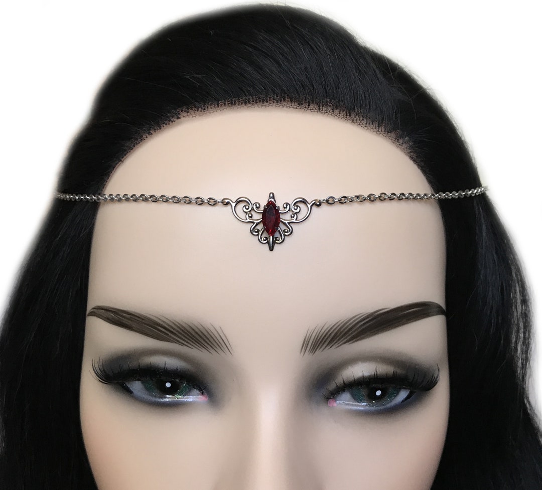 Dark Ruby Red/garnet Simple Elven Elf Elvish Celtic Goddess Headpiece ...