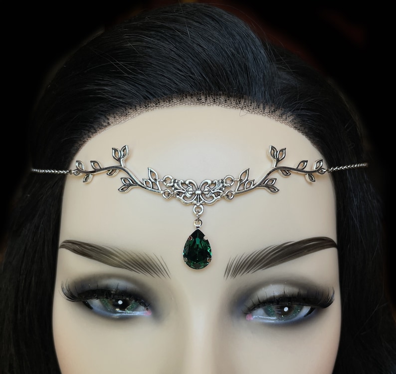 Emerald Green Silver Filigree Woodland Elf Elven Princess Queen Forest ...