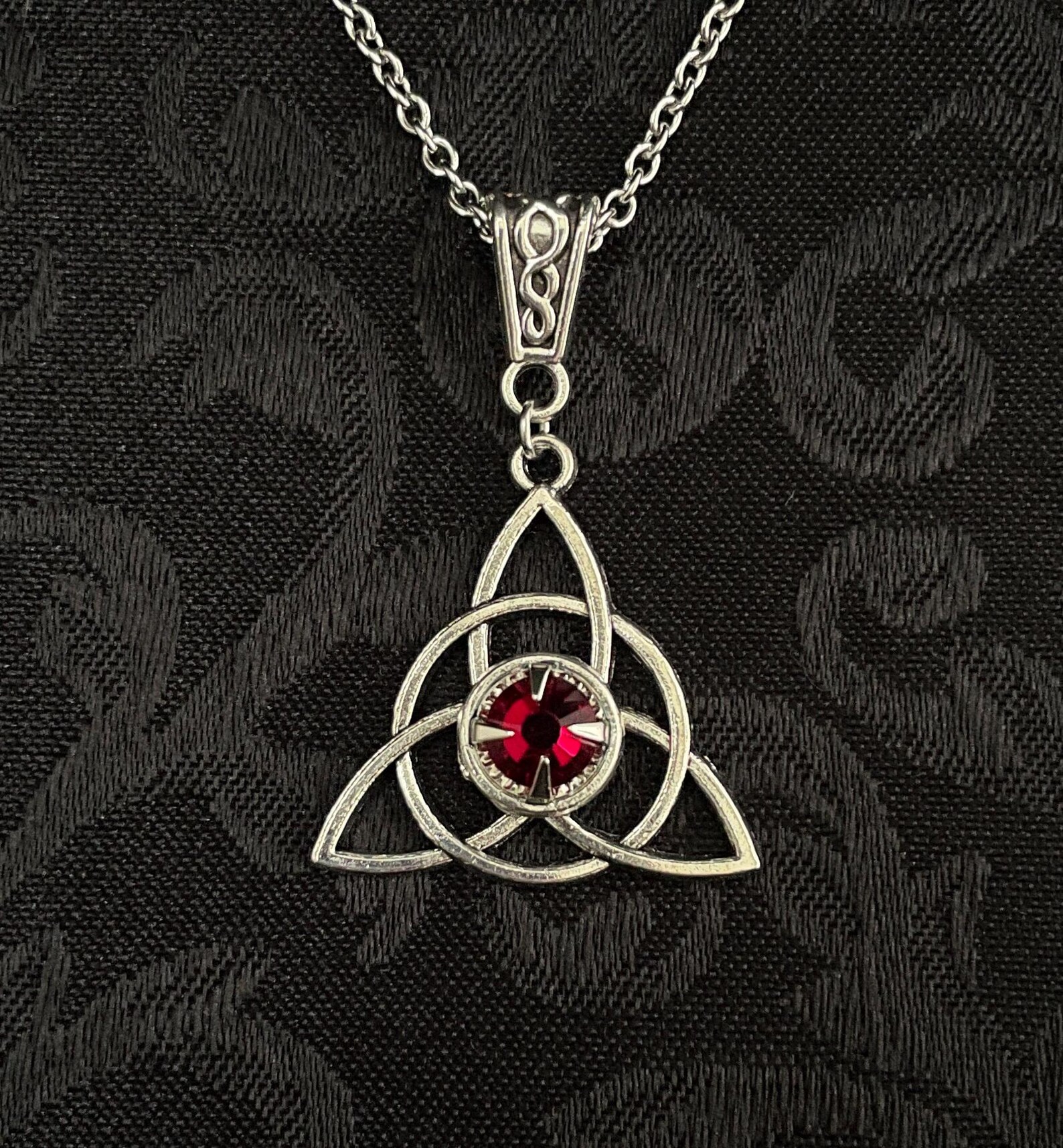Ruby Red Garnet Engagement Irish Celtic Trinity Knot Triquetra Antiqued ...