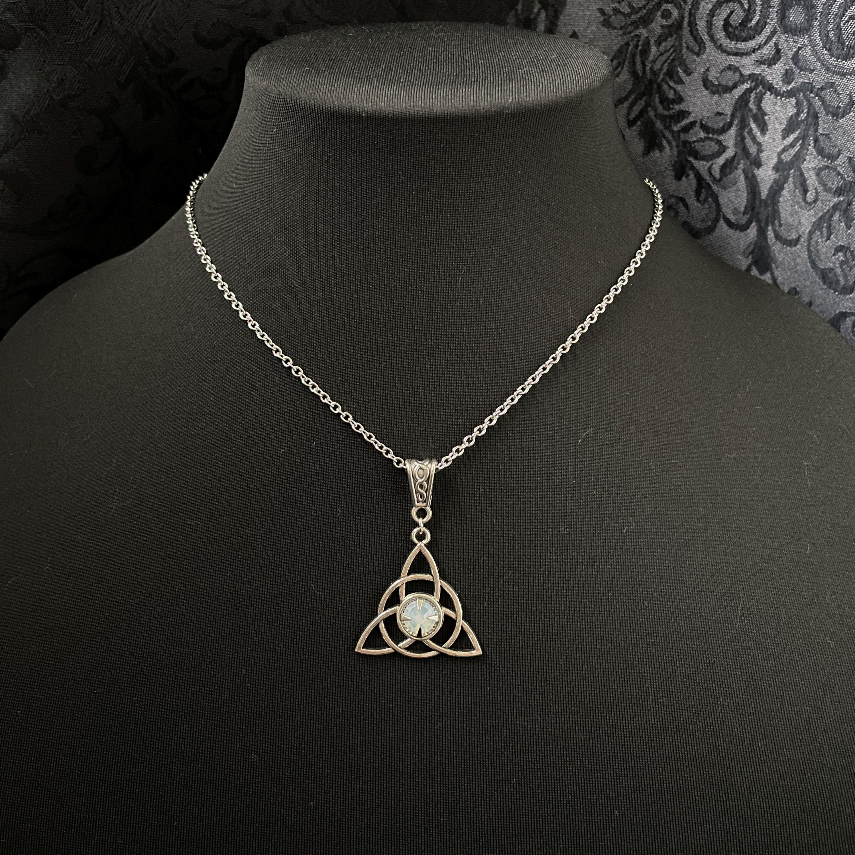 White Opal Engagement Irish Celtic Trinity Knot Triquetra Antiqued ...