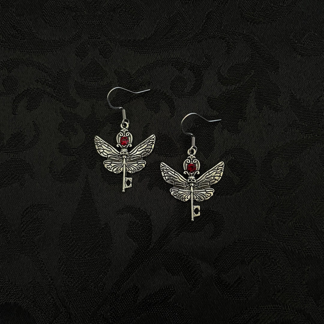 Dark Ruby Red Garnet Death's Head Hawkmoth Skeleton Key Skull Butterfly ...