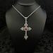 Dark Ruby Red Antiqued Silver Cross Crucifix Gothic Victorian Vampire ...