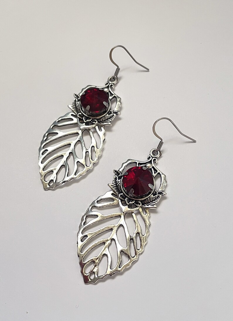 Dark Ruby Red/garnet Antique Silver Woodland Elf Elven Elvish - Etsy