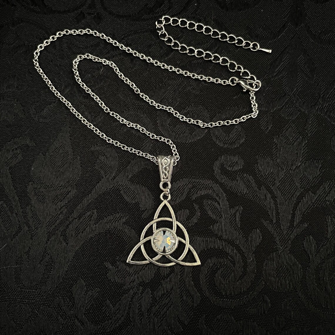 White Opal Engagement Irish Celtic Trinity Knot Triquetra Antiqued ...