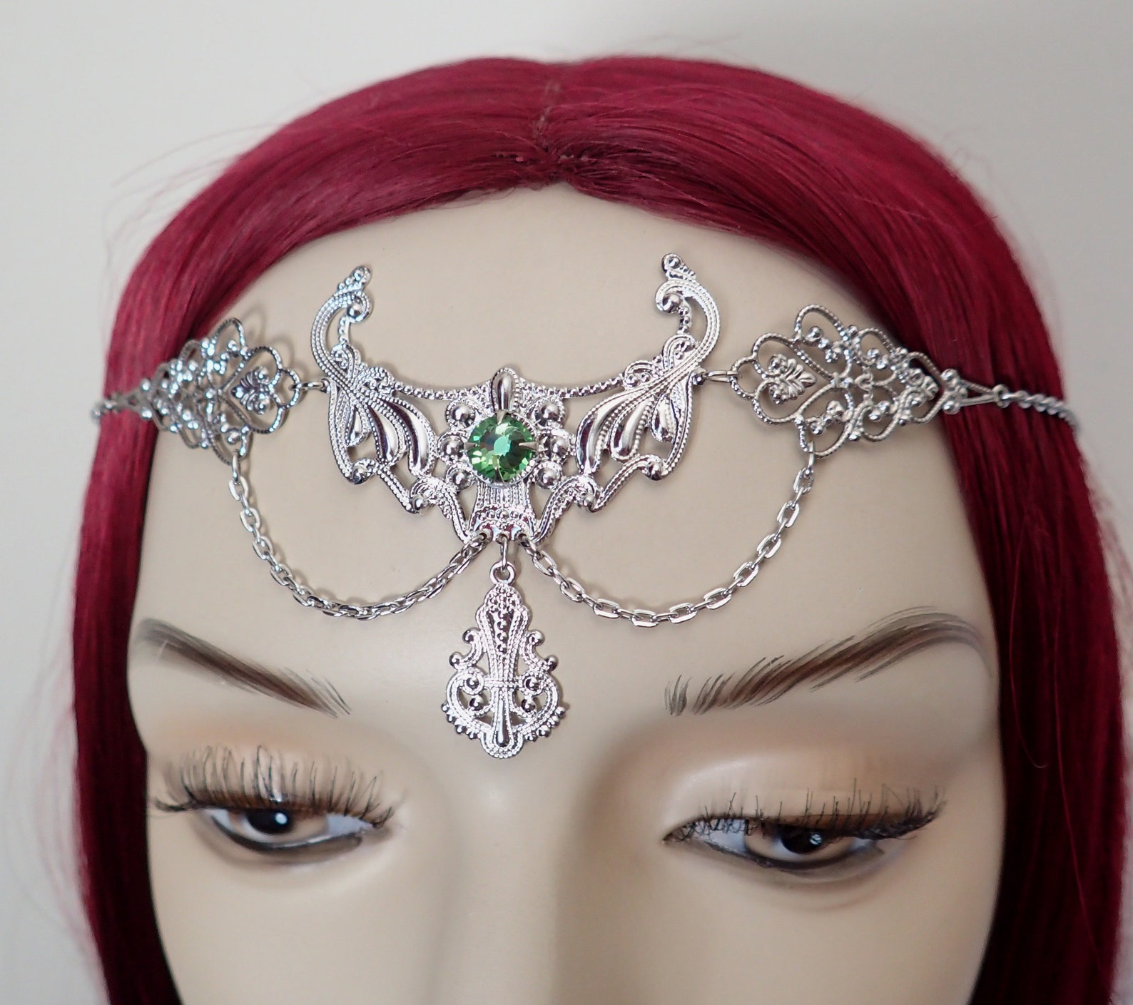 Light Peridot Green Elven Elf Elvish Celtic Goddess Headpiece - Etsy