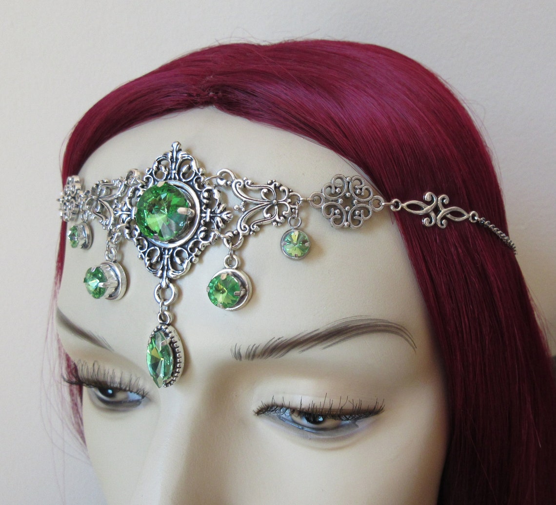 Peridot Green Gothic Elven Elf Celtic Goddess Filigree - Etsy
