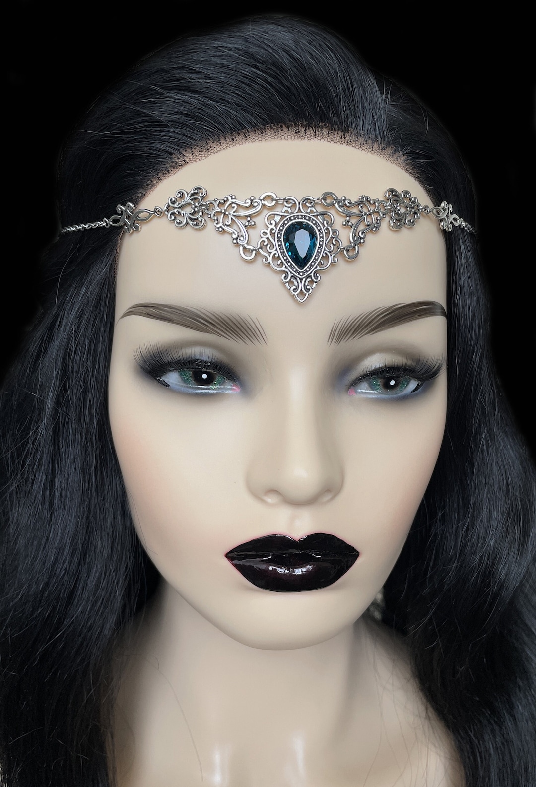 Dark Aqua/teal Gothic Victorian Goth Celtic Filigree Scroll Headpiece ...