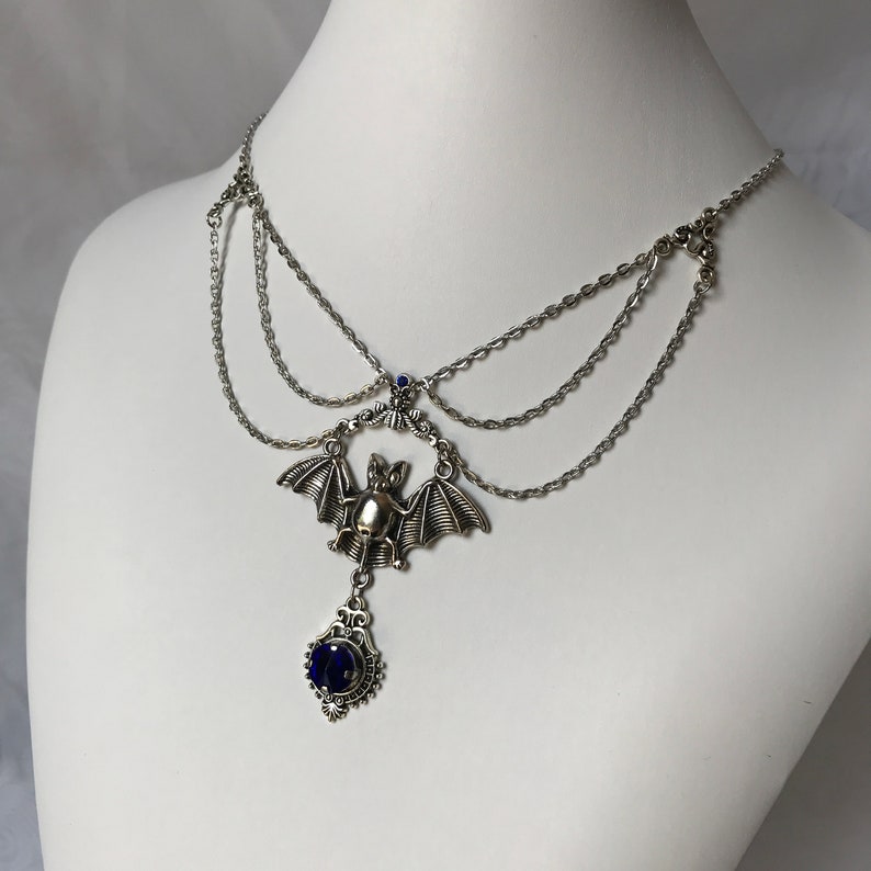 Dark Sapphire Blue Crystals Vampire Queen Bat Gothic Victorian - Etsy