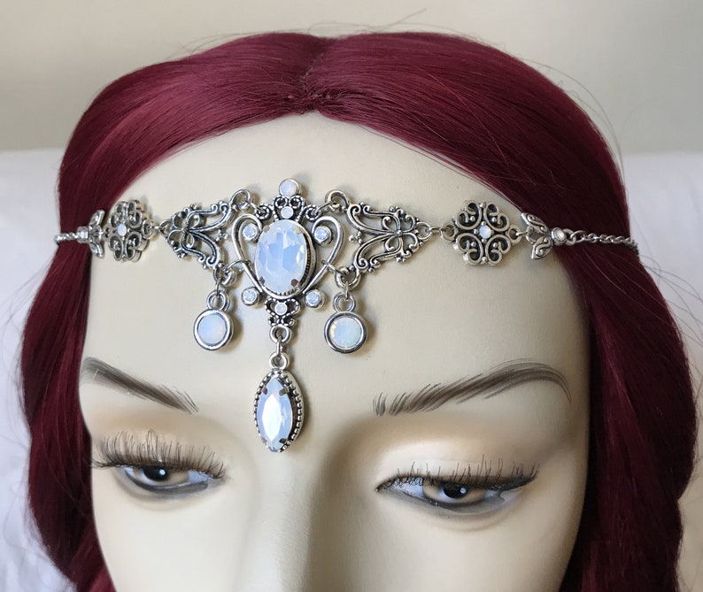 White Opal Antique Silver Headpiece Headdress Circlet Crown - Etsy