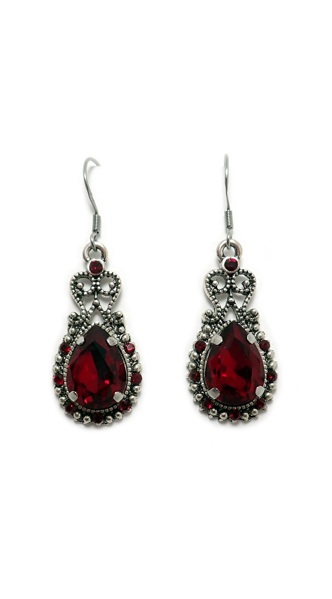 Dark Ruby Red/garnet Filigree Flapper 1920's Style Antique Silver ...