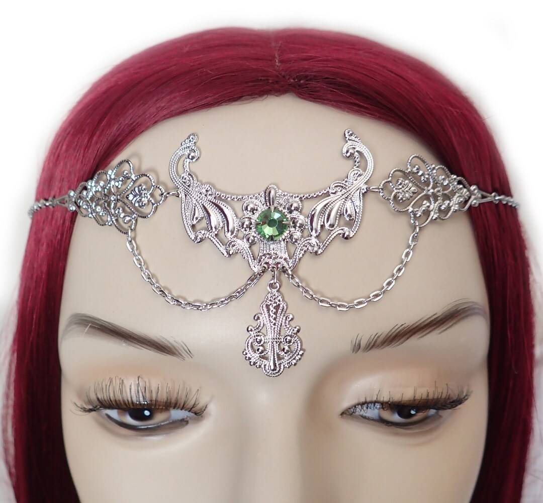 Light Peridot Green Elven Elf Elvish Celtic Goddess Headpiece Headdress ...