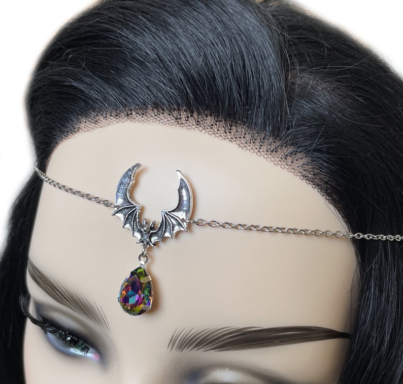 Rainbow Volcano Crystal Vampire Queen Crescent Moon Bat Gothic Goth ...
