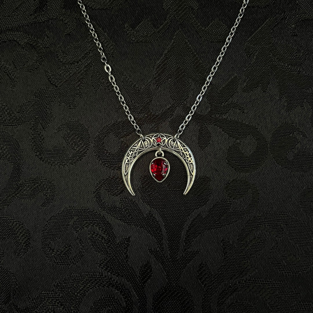Dark Ruby Red/garnet Crescent Triple Moon Goddess Priestess Celtic ...