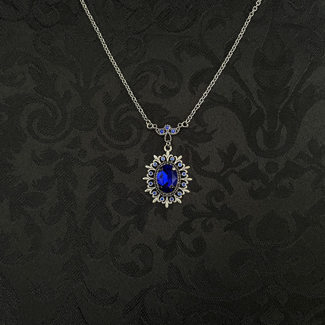 Dark Sapphire Blue Fleur De Lis Lys French Lily Flower Gothic Victorian ...
